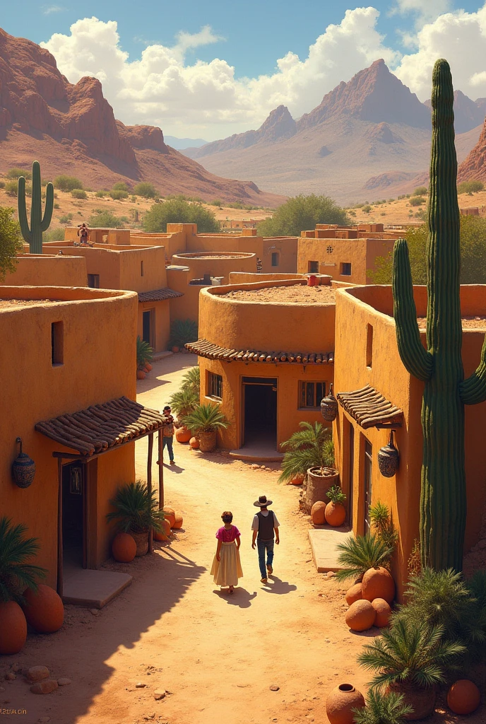 Pueblo Salina Mexican desert - SeaArt AI