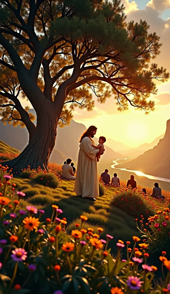 A wide and cinematic view captures the entire landscape , with the ...