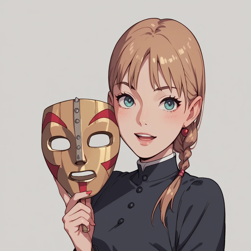 Anime girl holding a mask with , as an anime character, - SeaArt AI