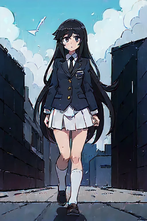 Tomoko、School uniform、black hair,dark circles under eyes, shy - SeaArt AI