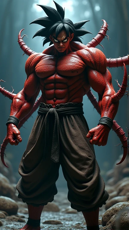 Photo realístic, cinematic monster, goku-spiderman hybrid, furious ...