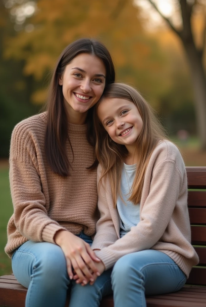 Create a highly realistic square image of a young mother in her late ...