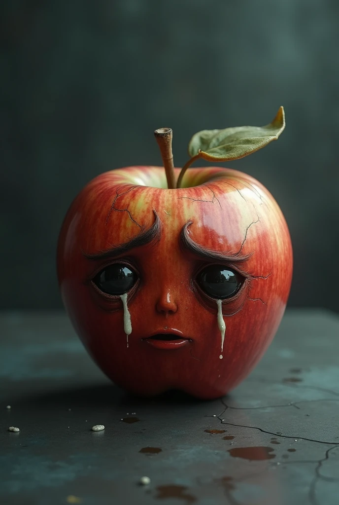 Sad, heart broken apple that looks like a human - SeaArt AI