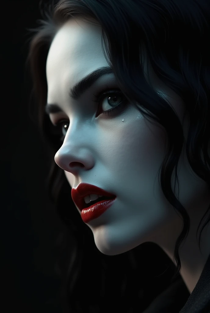 Now make a sexy vampire face looking sideways inside a vampire - SeaArt AI