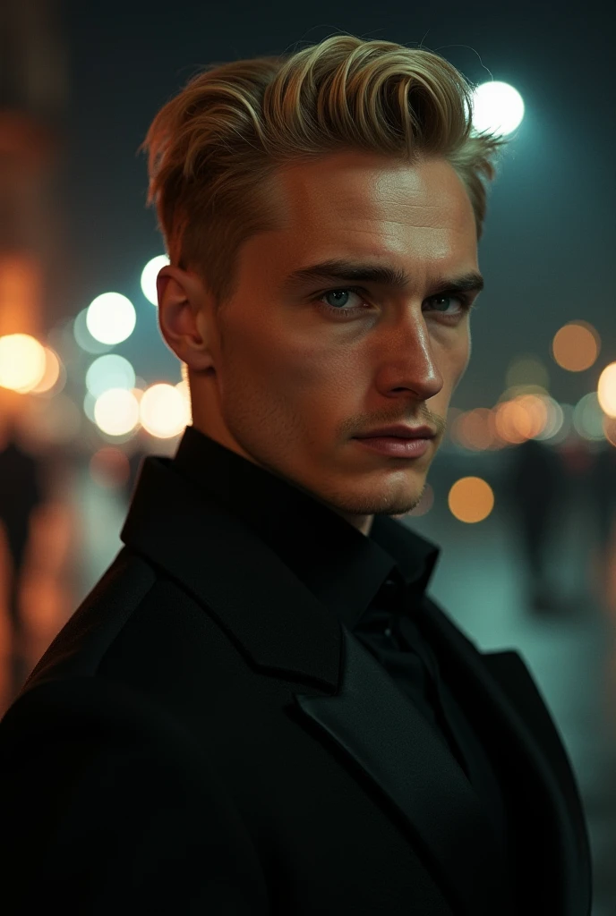 Cinematic film still, handsome men, he wear a fancy suit, he has golden ...