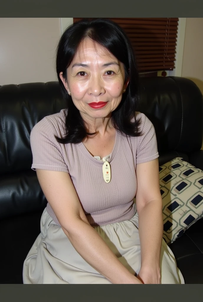 high resolution, A bewitching mother in her 70s、 with an inviting gaze ...