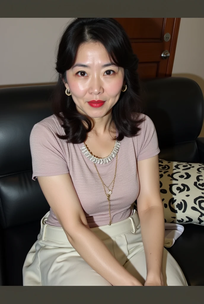 high resolution, A bewitching mother in her 70s、 with an inviting gaze ...