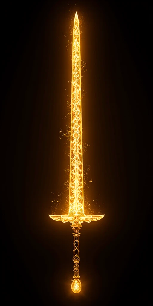 Golden aura sword, transparent gold with light gold outline. The sword ...