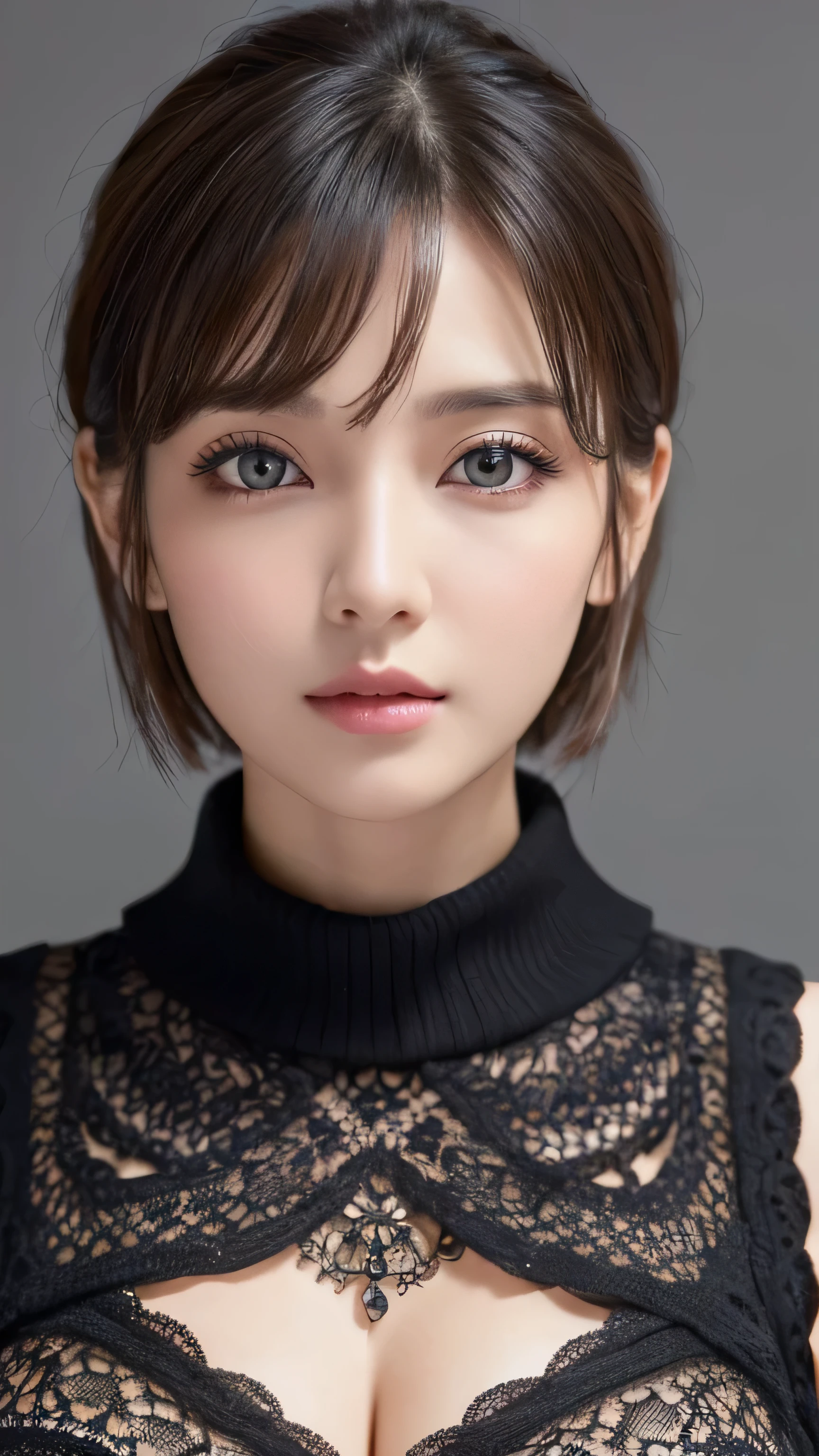 A close up of a woman with a black top and a black dress - SeaArt AI