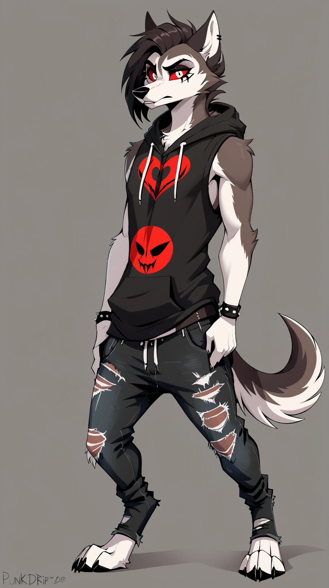 No background, husky hellbound \(helluva boss\), hellhound, brown body ...