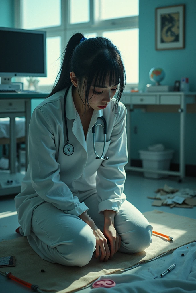 (masterpiece,ultra-detailed,best quality,8K), 1 japanese female doctor ...