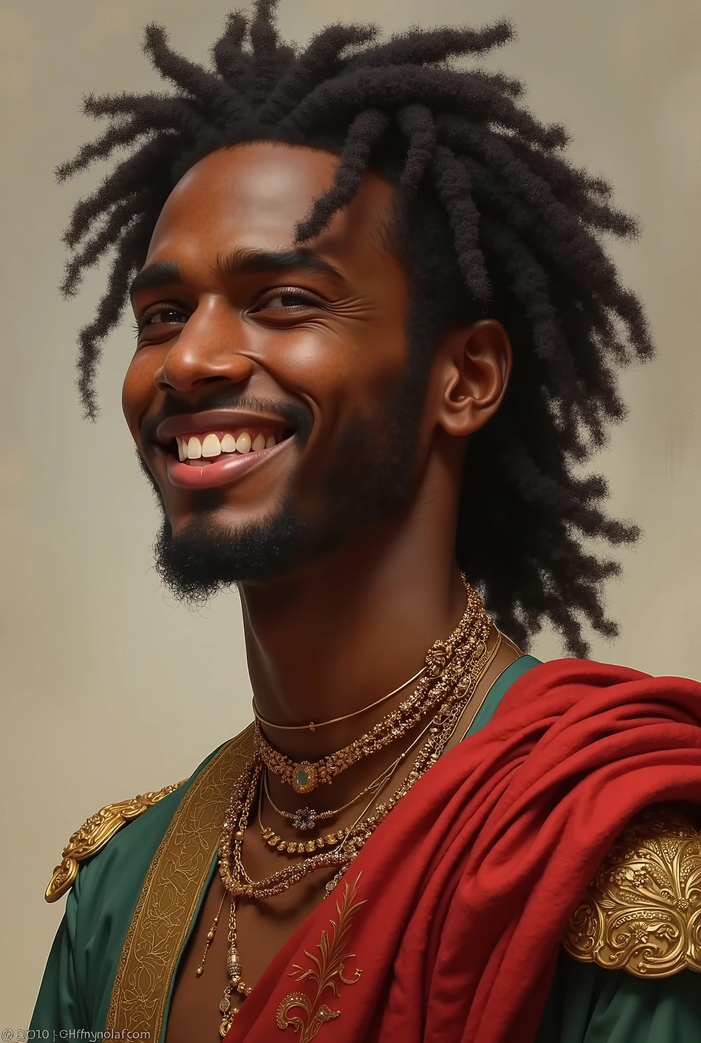 Arafed man with dreadlocks and a red cape smiling - SeaArt AI