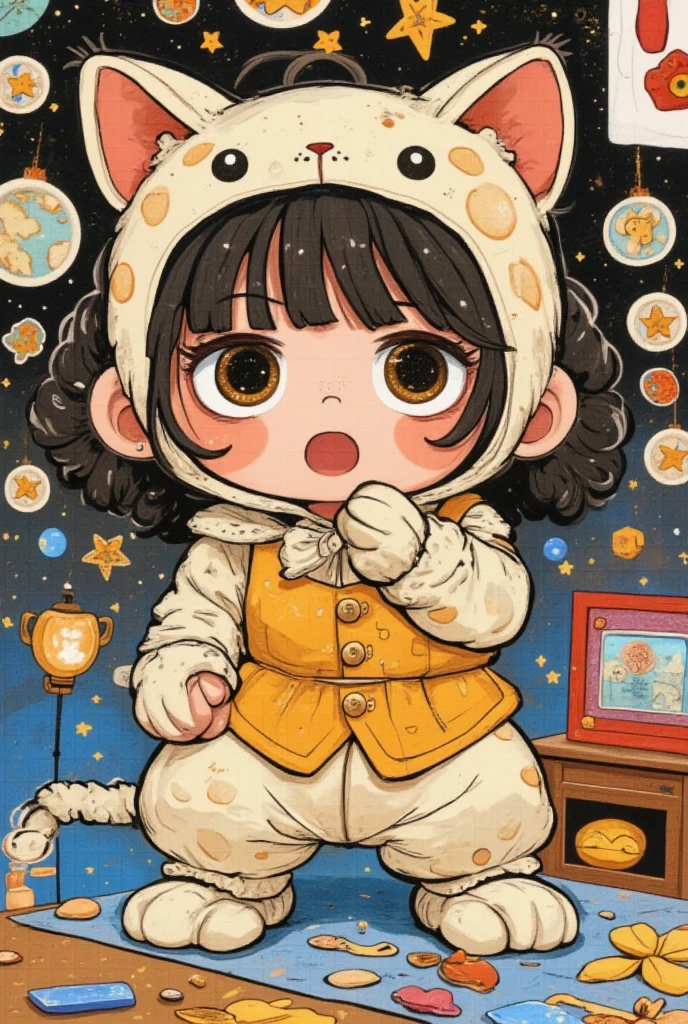 Fusion of watercolor, acrylic and collage, conceptual installation art ...