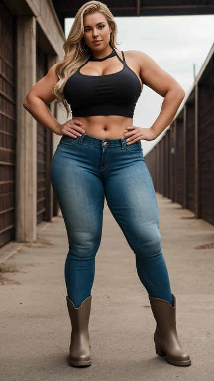 full body shot ; Frontal shot; outdoor, muscular large farmer - SeaArt AI