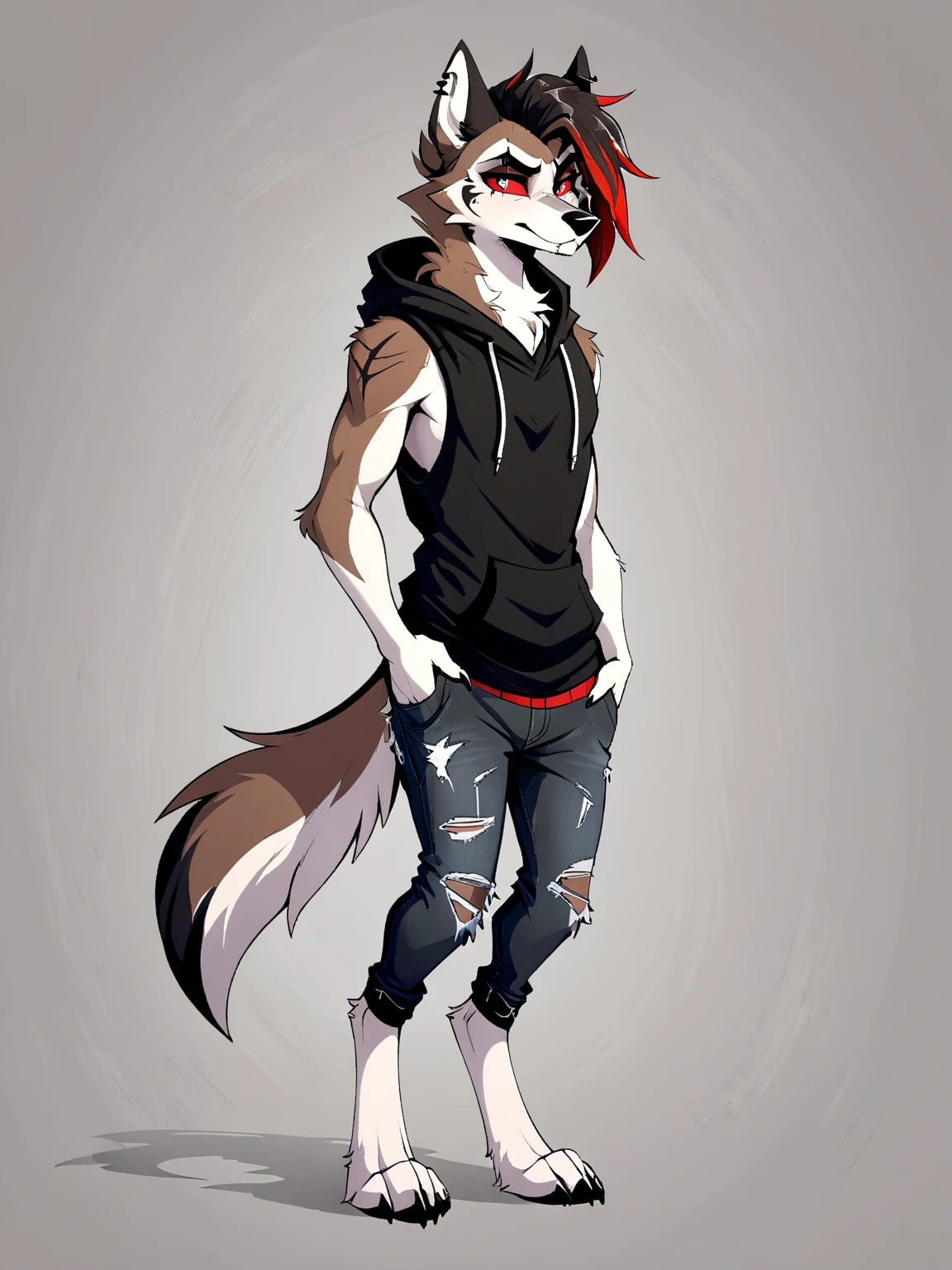No background, fit husky hellbound \(helluva boss\), hellhound - SeaArt AI