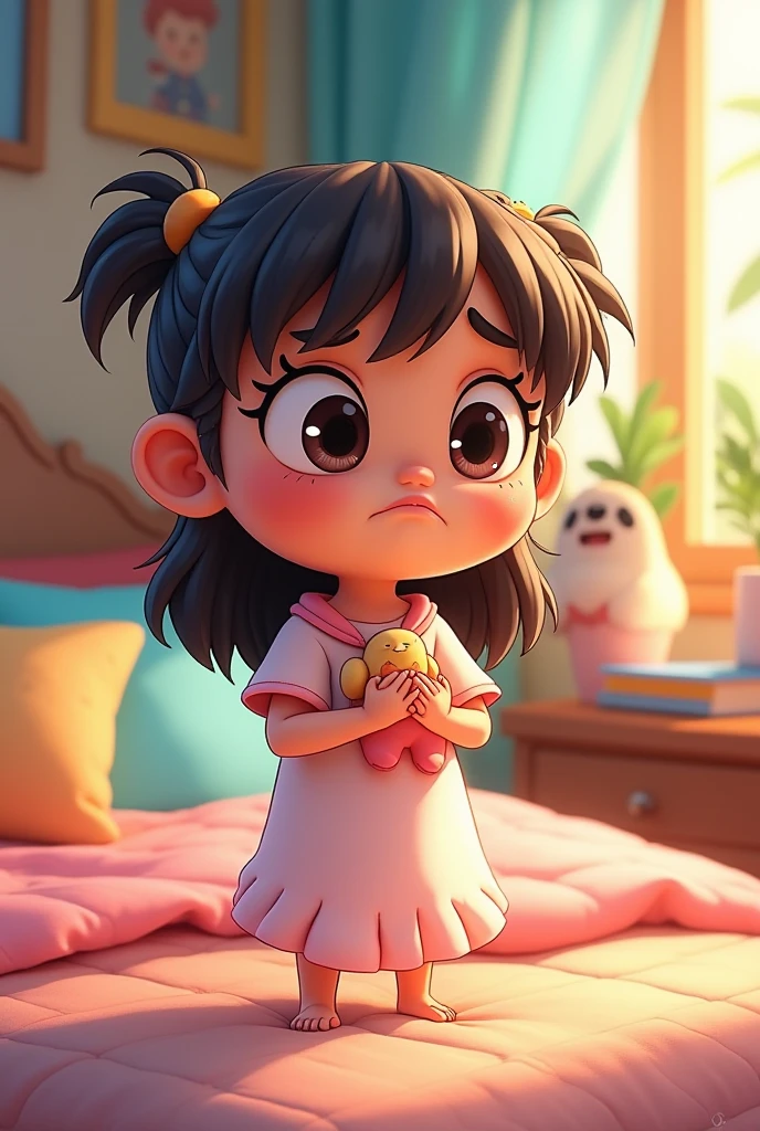 Animated girl woke up angry but cute - SeaArt AI