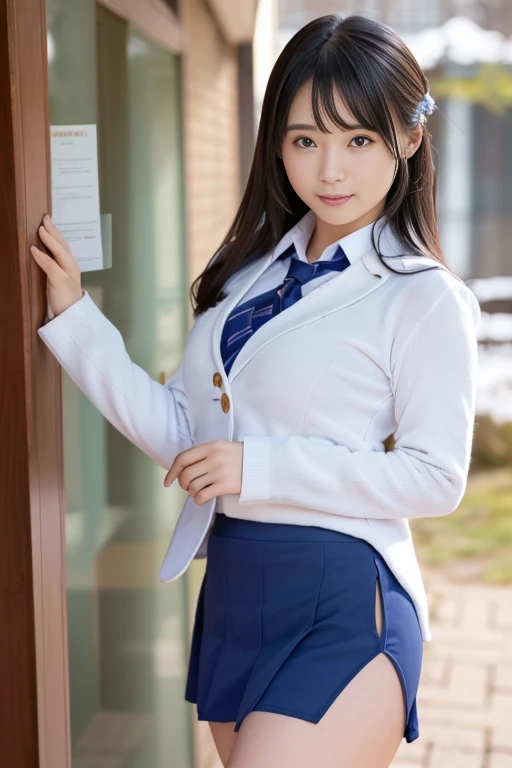 Winter、snow、吹snow、 high school student from the side、woman、高校のuniform ...