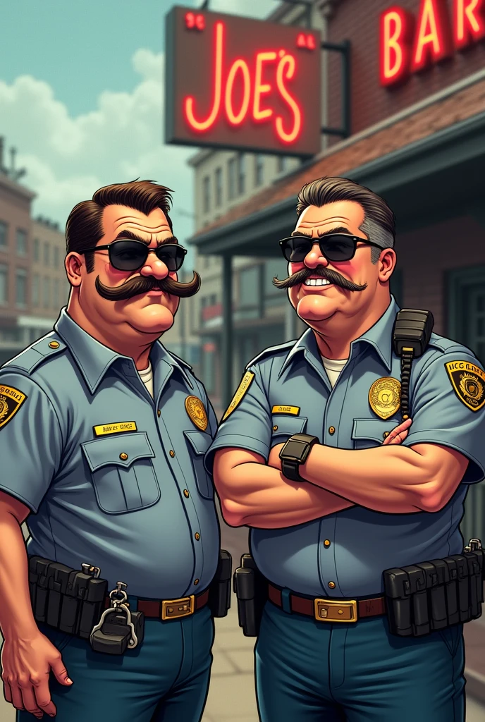 Generate 2 funny cops from the 90s - SeaArt AI