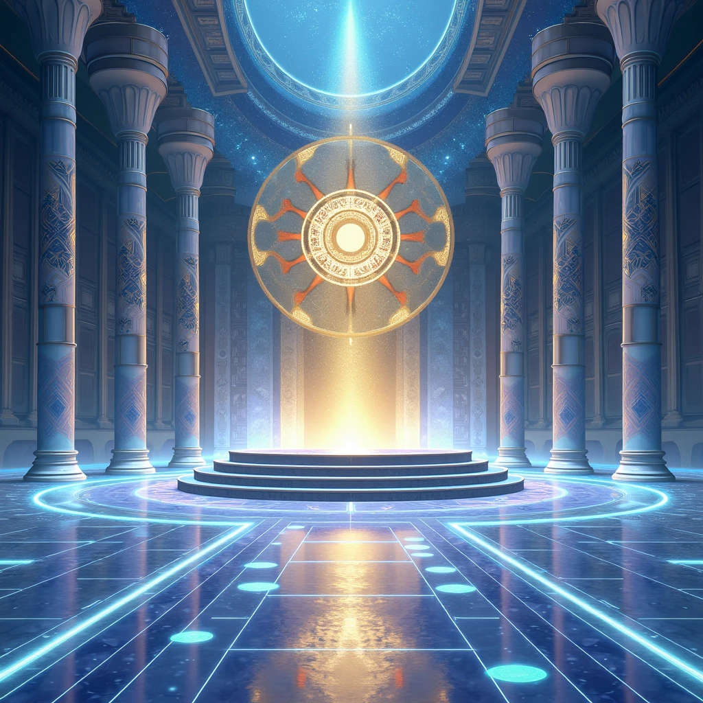 The Hall of Origin has a translucent marble floor that reflects the ...