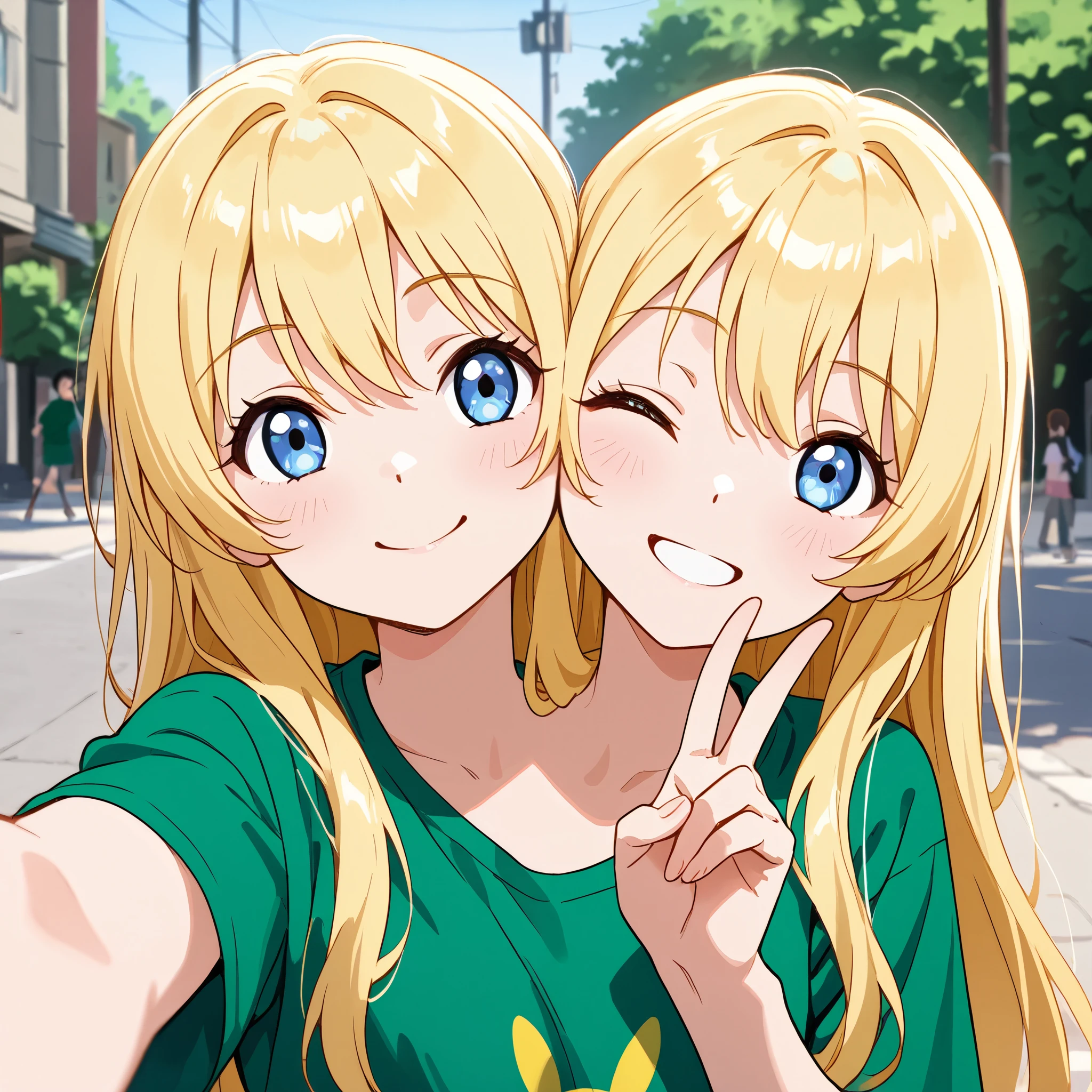 Anime image of two blonde haired girls with blue eyes and blonde hair ...