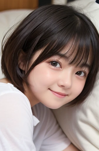 is cute 、 short hair 、smile、shy、 is cute - SeaArt AI