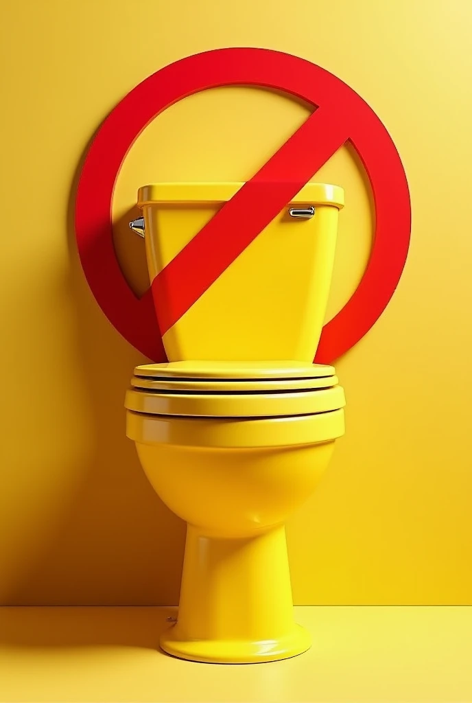 Make a large yellow toilet with a very large red forbidden symbol ...