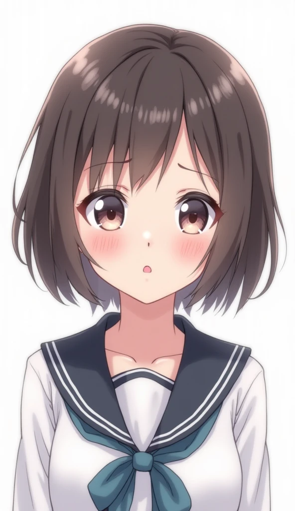 Anime pretty girl Bob with hair up to about chin school uniform looks ...