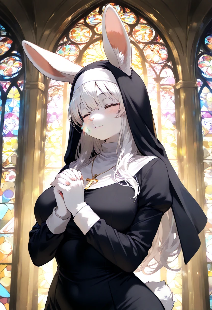 1girl, (furry, kemono:1.4), rabbit girl, animal nose, rabbit ears ...