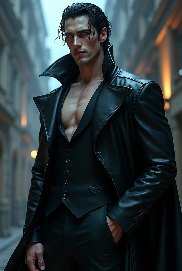 Let's design a male vampire . He has very long muscles in height - SeaArt AI
