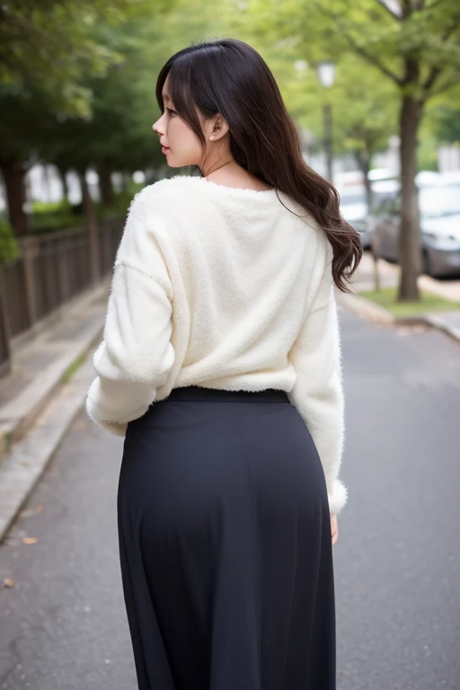 ( back view、 facing forward sticking out the gap、 、 standing - SeaArt AI