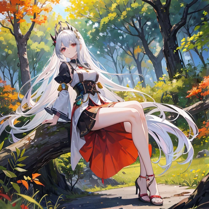 An anime girl in a light witch costume , She is long, Flowing hair ...