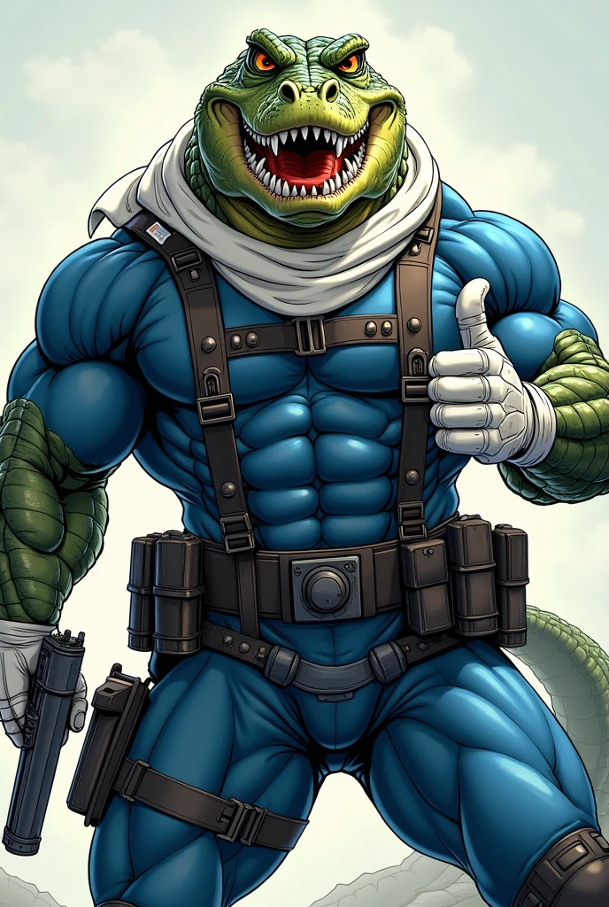 (A rugged beefy extremely muscular bulky smiling crocodile man - SeaArt AI