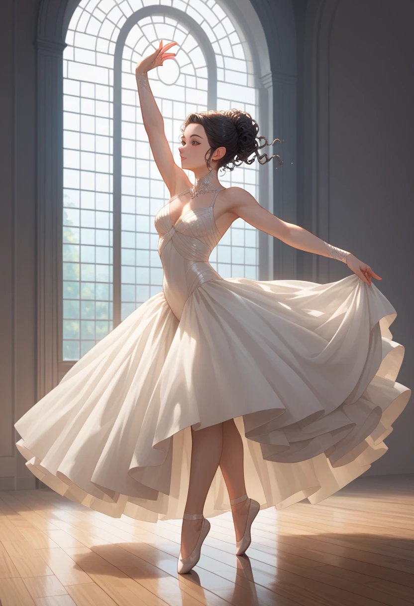 「Elegant , calm high school girl with long dark hair , hairstyle with ...