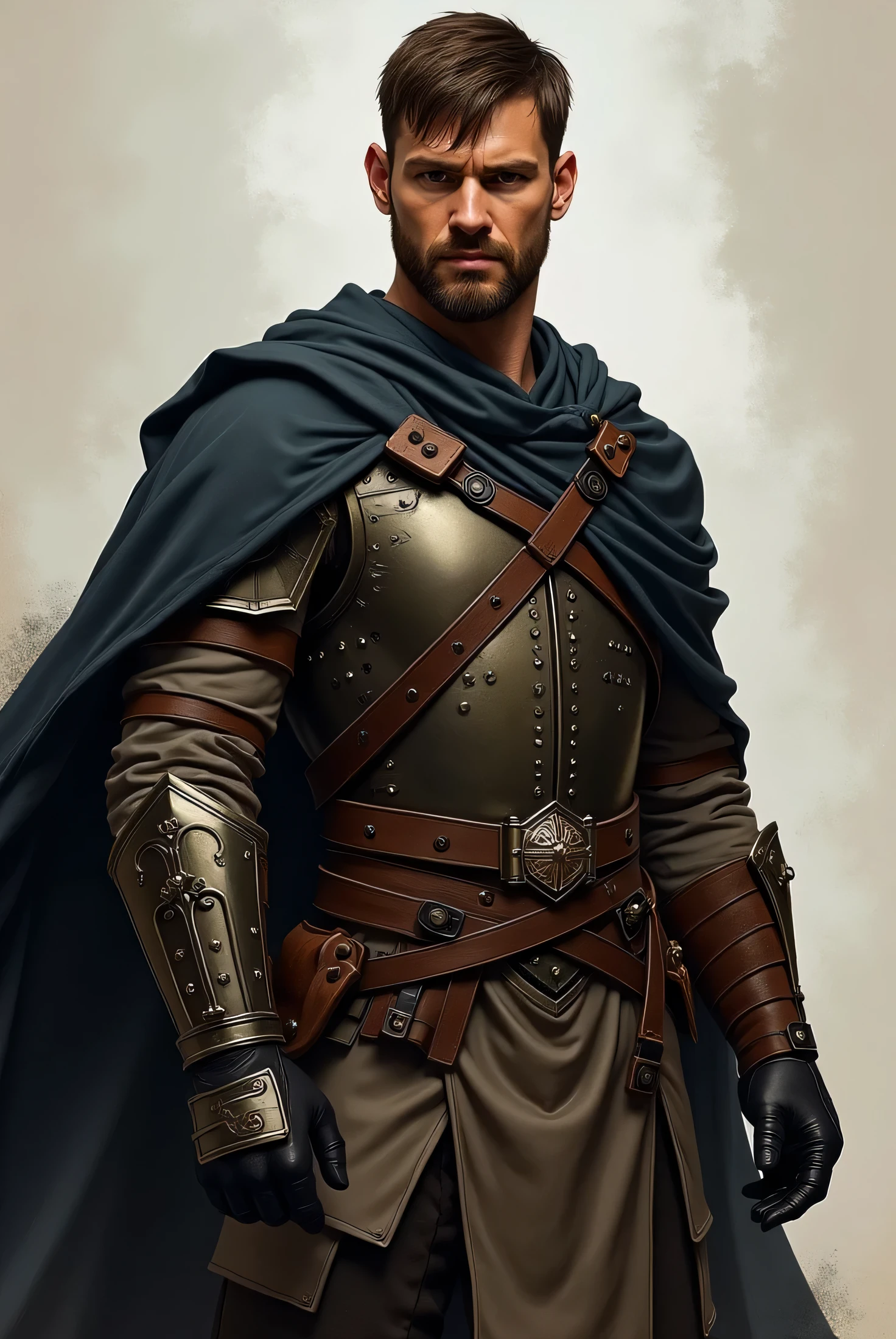 Arafed man in a medieval outfit with a cape and a sword - SeaArt AI