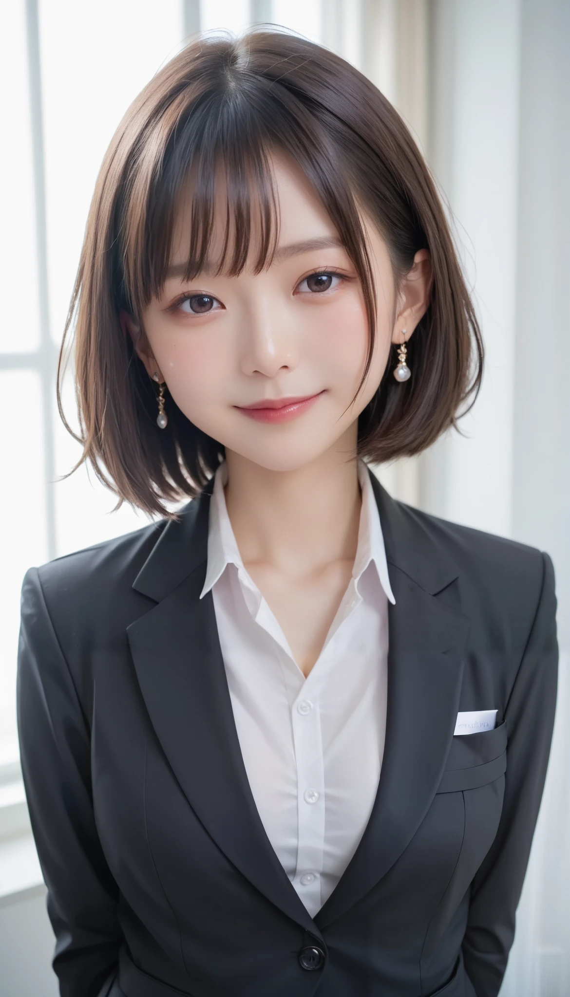 A close up of a woman in a suit posing for a picture - SeaArt AI