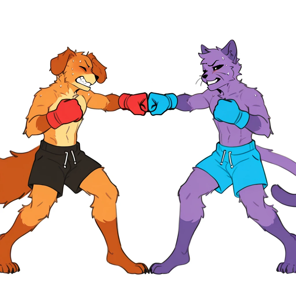Dynamic anime style illustration of two professional boxers in an ...
