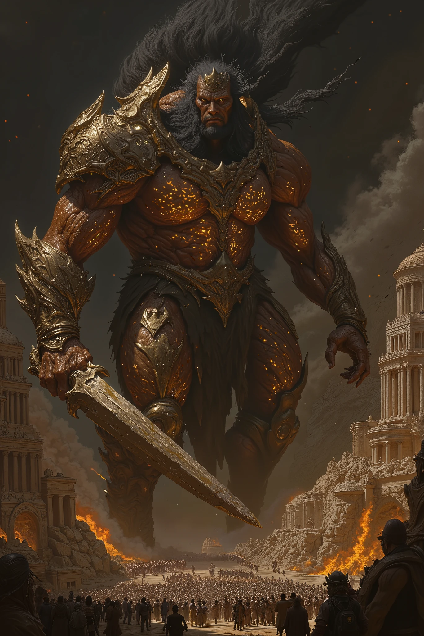 Arafed image of a man with a sword in a city - SeaArt AI