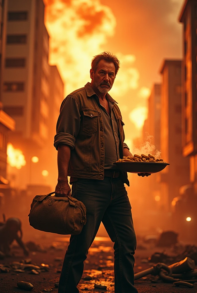 Action movie poster with explosions and fire in the background with a ...