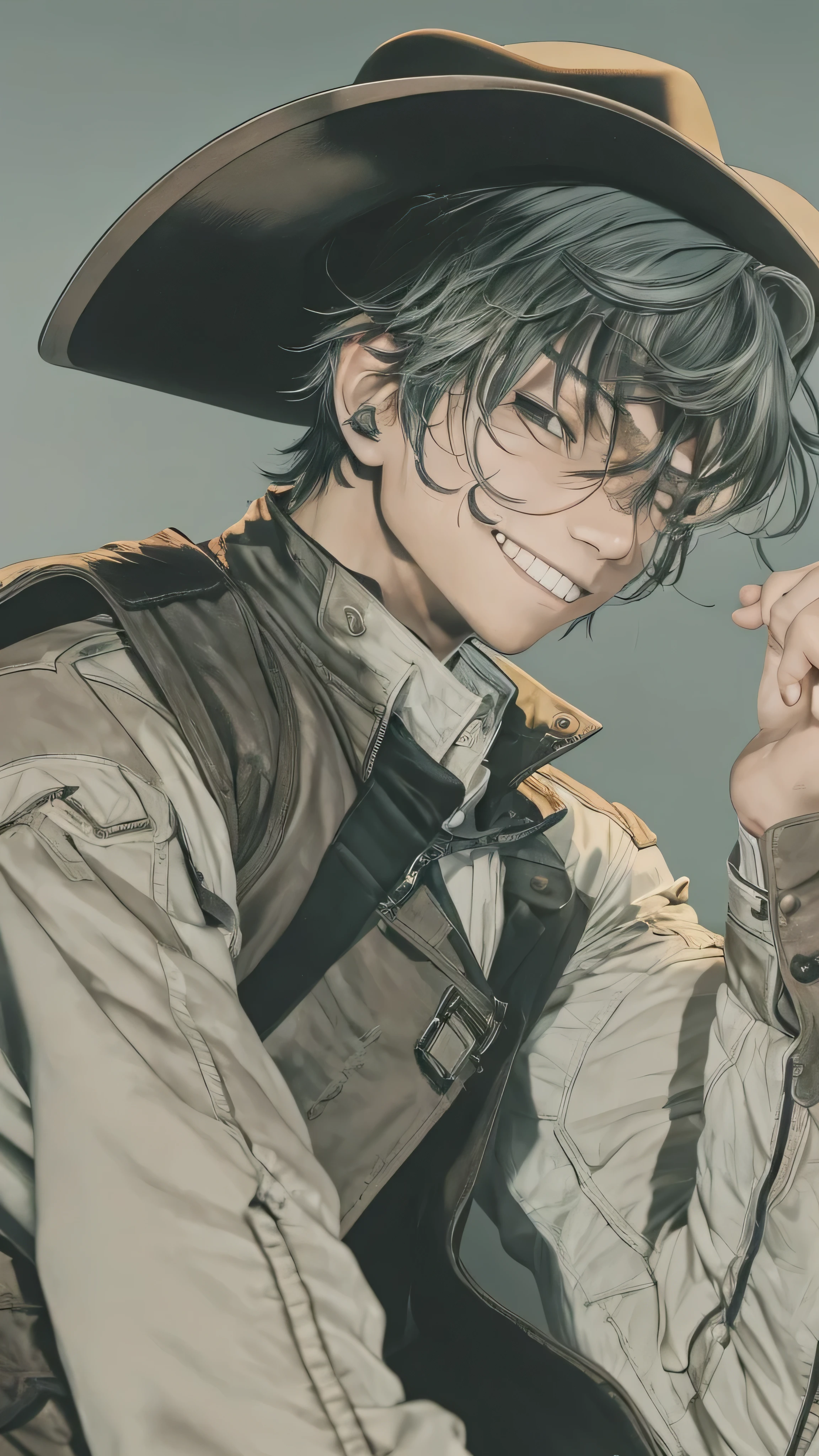 Anime - style image of a man with a cowboy hat and glasses - SeaArt AI