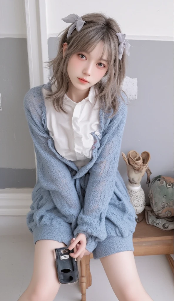 young Japanese woman ，Big Breasts，Upper chest， Tiniff Blue - SeaArt AI