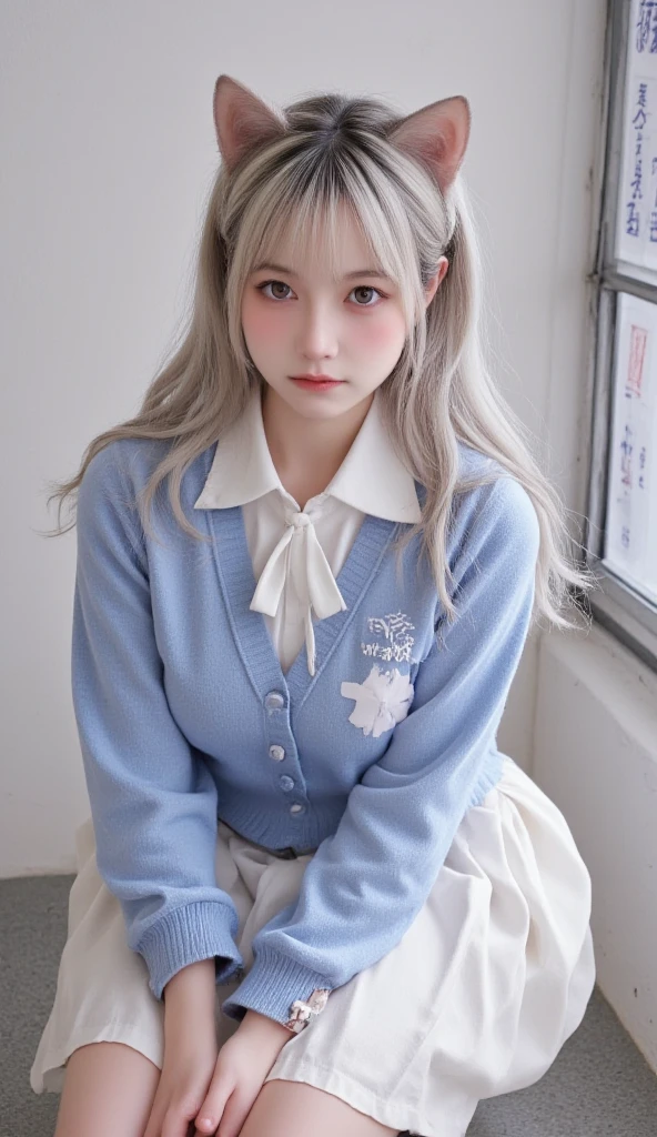 young Japanese woman ，Big Breasts，Upper chest， Tiniff Blue - SeaArt AI