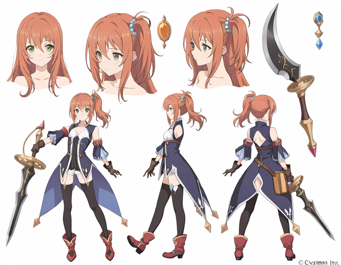 (((Best Quality))) , ((full body)), female, reference sheet, turn ...