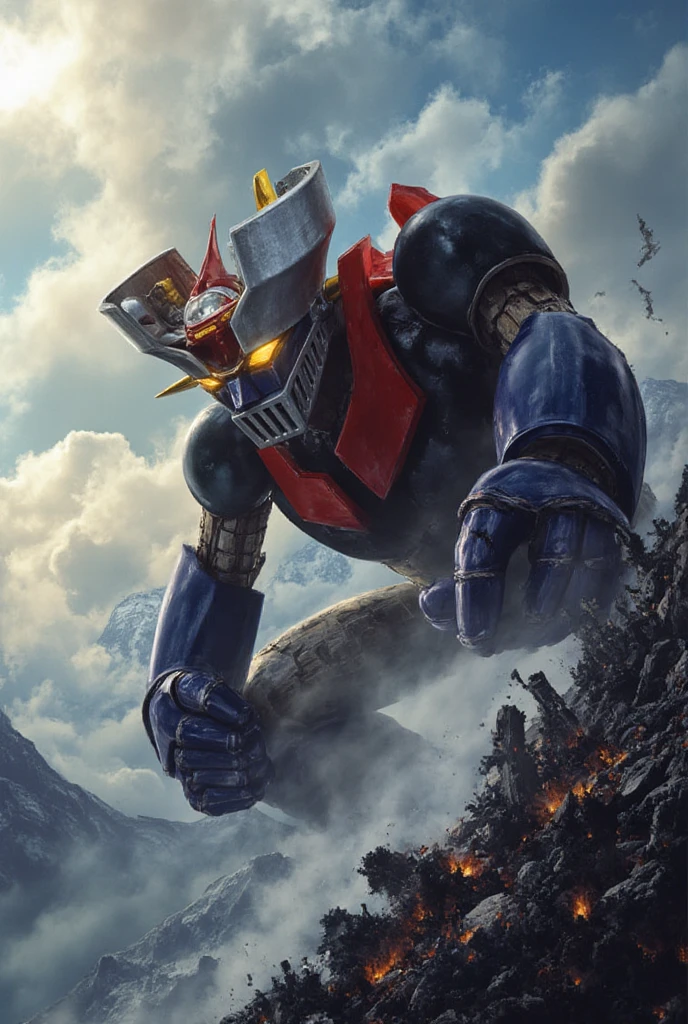 a very realistic version of the modified Mazinger Z, I'm in a battle ...