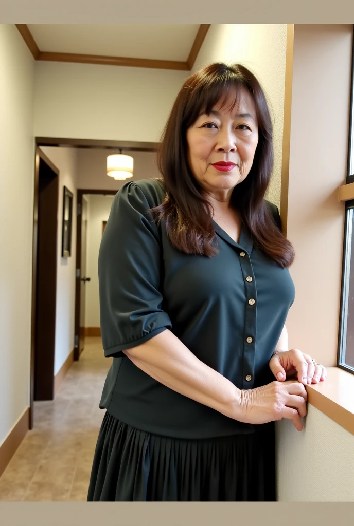 high resolution, A bewitching mother in her 70s、 with an inviting gaze ...