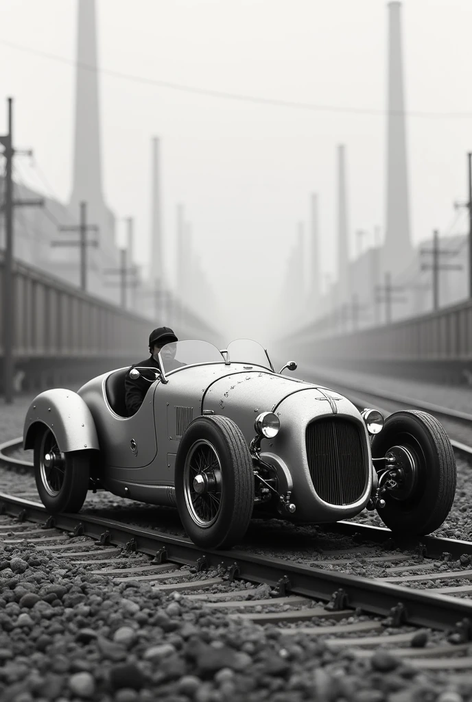 Make a Tesla turbine powered car in the '20s with monochrome color ...