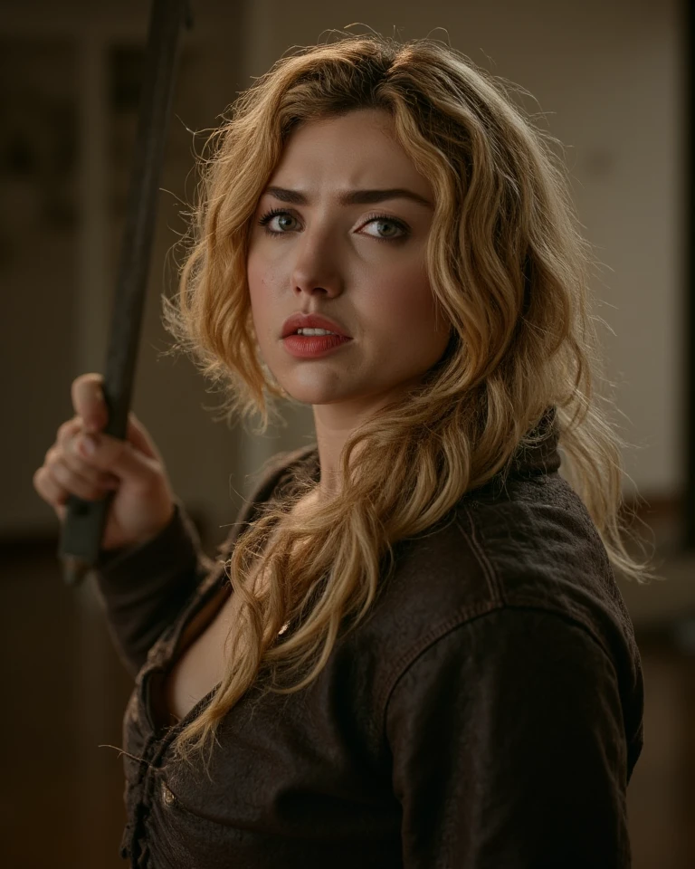 Peyton list , Light golden Hair, messy hair, braid, Green eyes - SeaArt AI