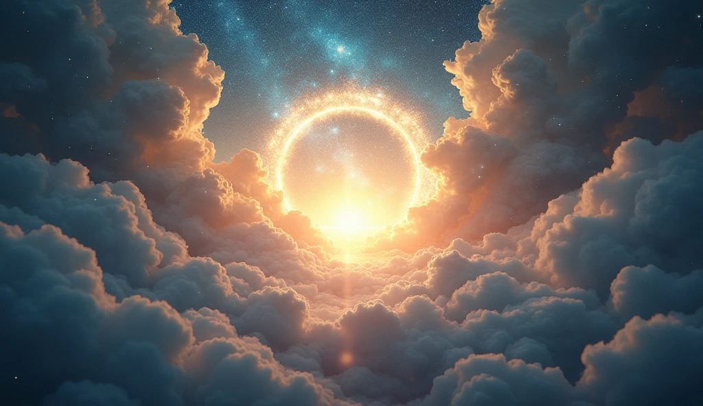 A cosmic vision where the three heavens merge into a central point of ...