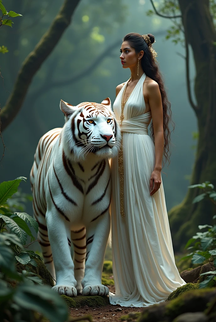 A video of a beautiful and powerful woman standing next to a huge white ...