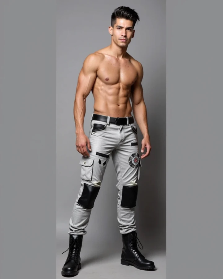 Handsome young Latino, six pack, full body, dressed as professional ...