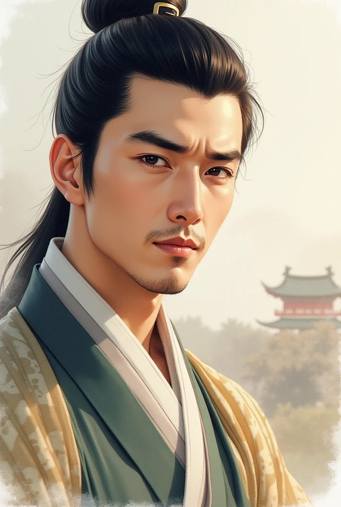 A handsome man with a background from the Joseon Dynasty. wearing ...